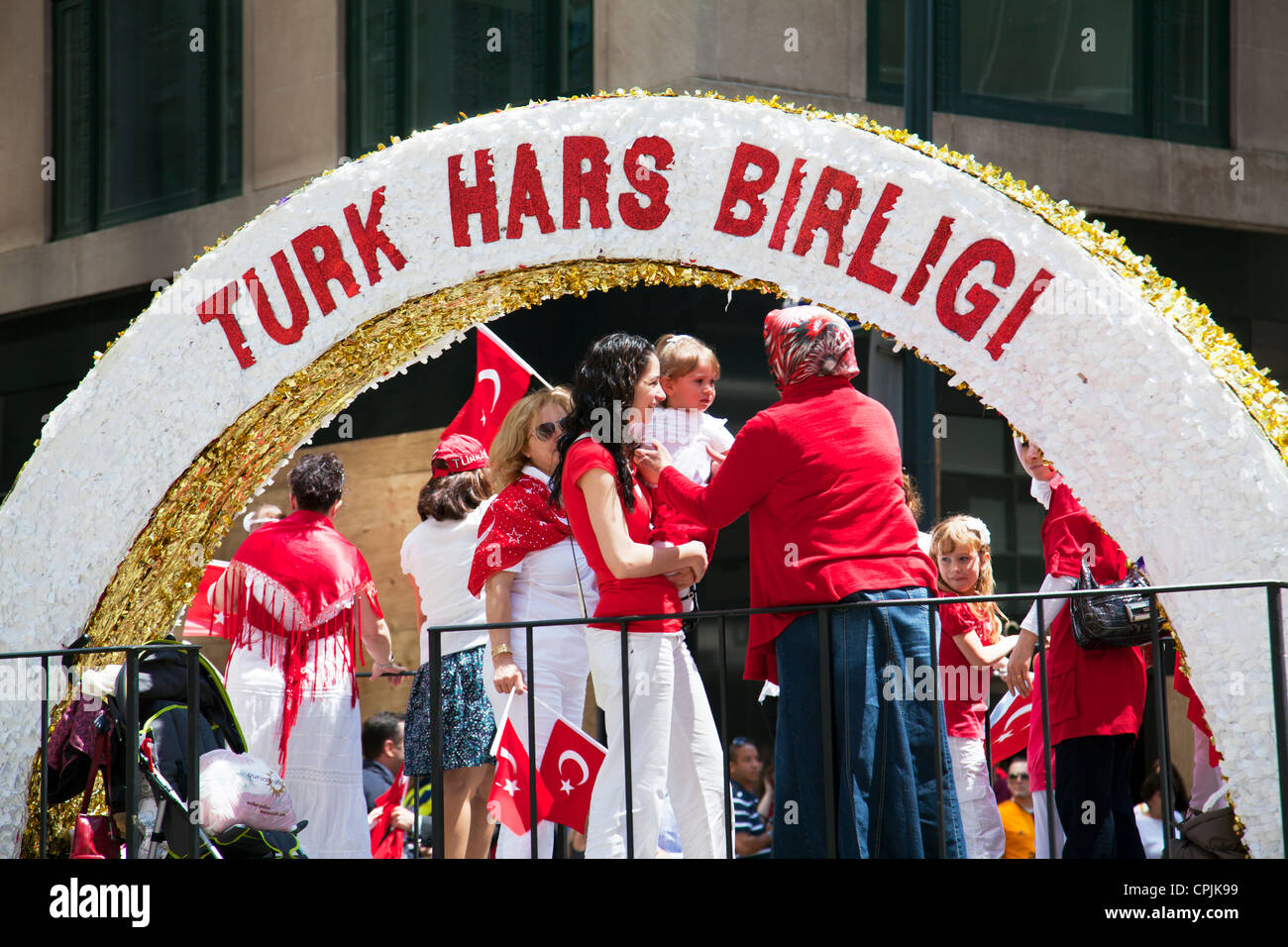Turkish parade in New York city, Manhattan Turks with flags and ...