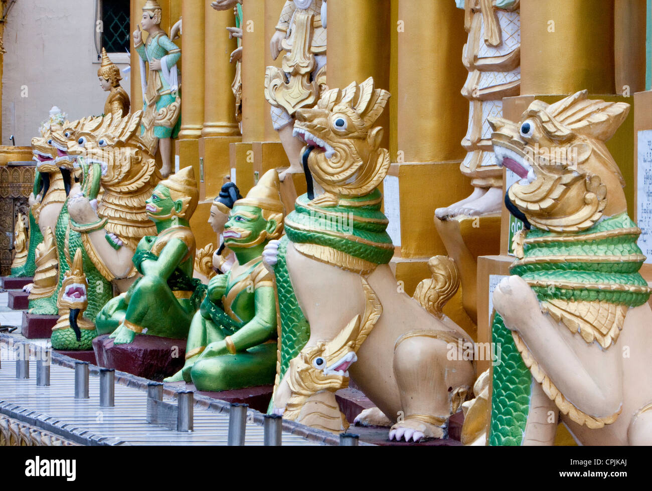 Myanmar, Burma. Shwedagon Pagoda, Yangon, Rangoon. Deities Encircling ...
