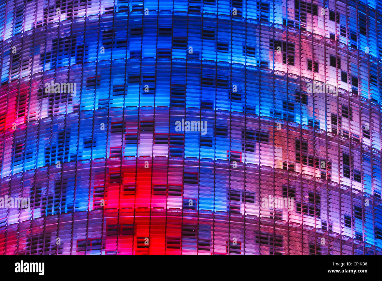Agbar tower building at night. Barcelona, Spain Stock Photo - Alamy