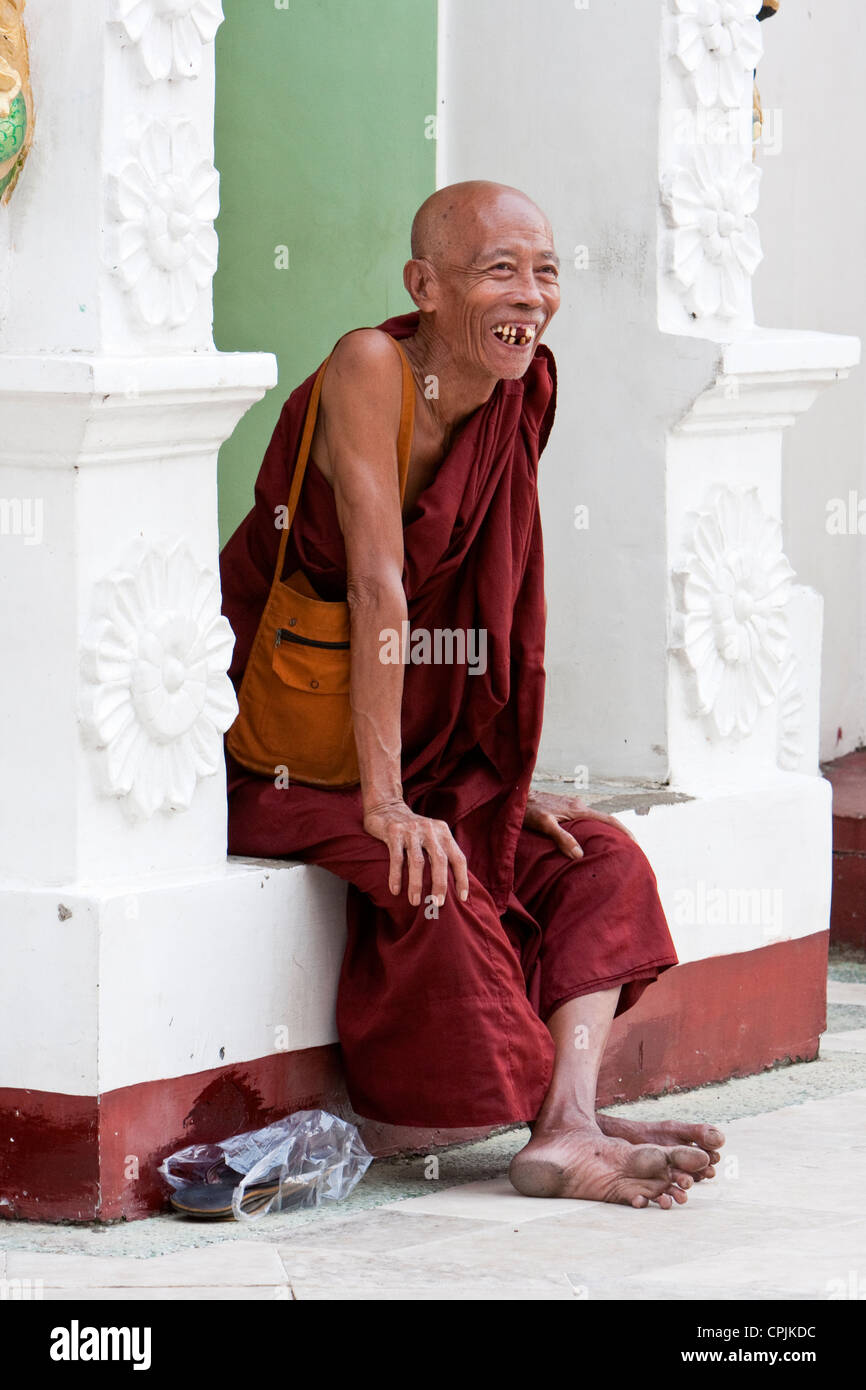 Myanmar, Burma. Shwedagon Pagoda, Yangon, Rangoon. Buddhist Monk ...