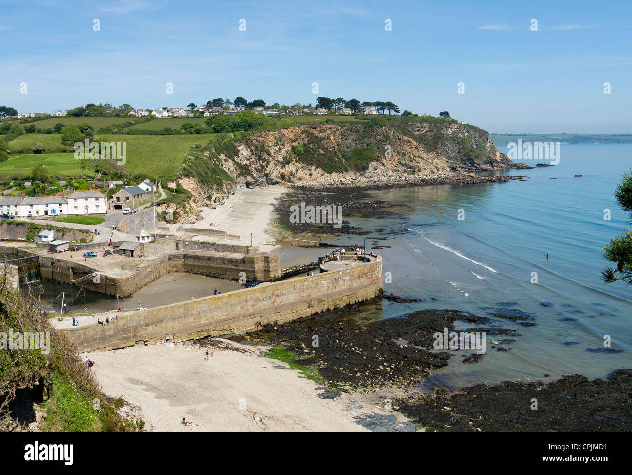 Charlestown beach and harbour in Cornwall UK Stock Photo - Alamy