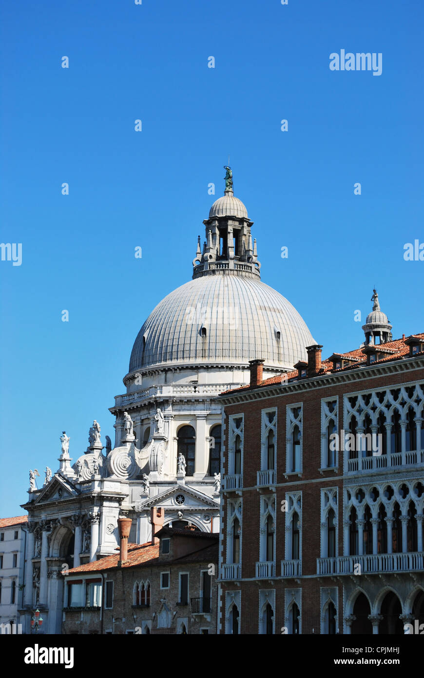 Santa Maria della Salute church facade and dome, Venice, Italy Stock ...