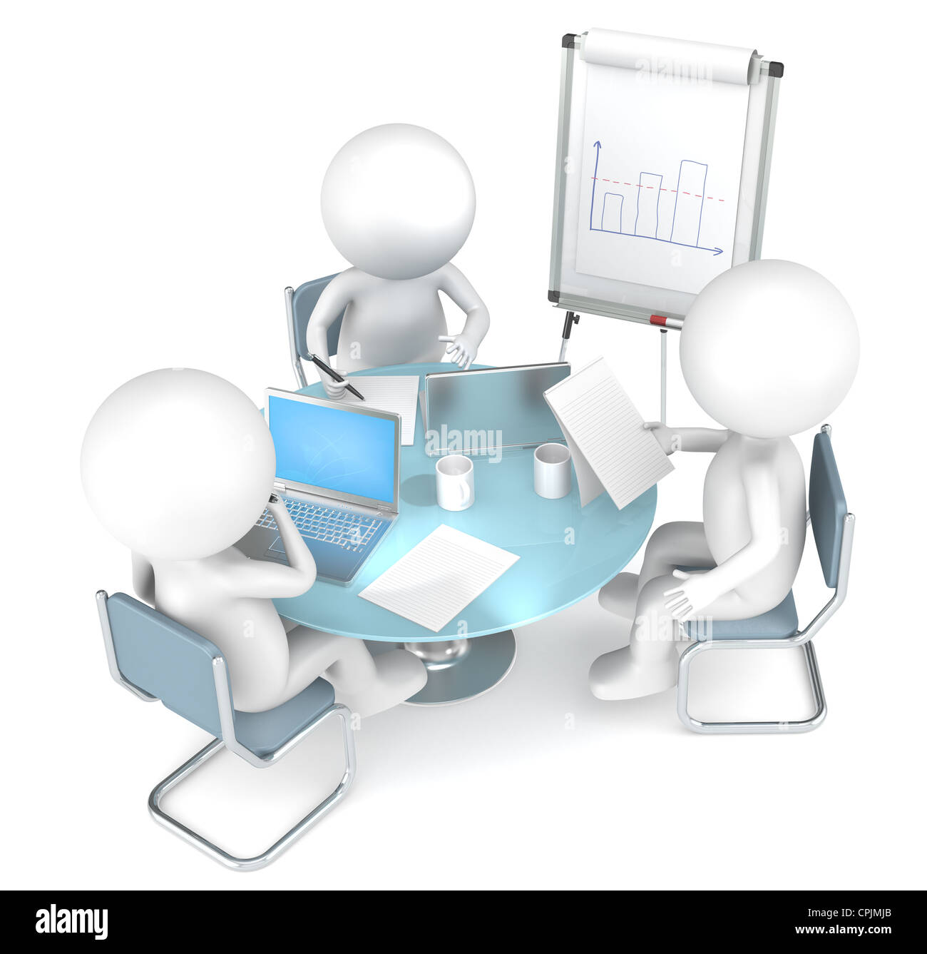 3D little human characters X3 working together. Business People series ...