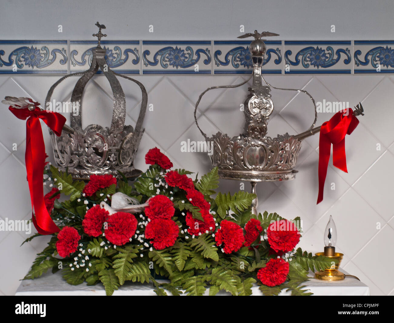 Holy Spirit crowns traditional form the Azores Stock Photo - Alamy