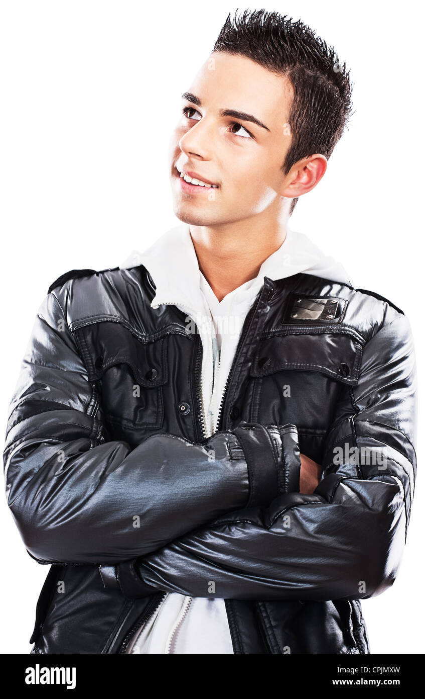 Man with black jacket hi-res stock photography and images - Alamy