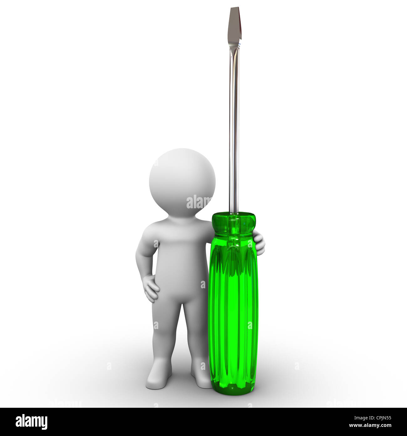 Bobby is holding a big screwdriver - ready for work Stock Photo - Alamy