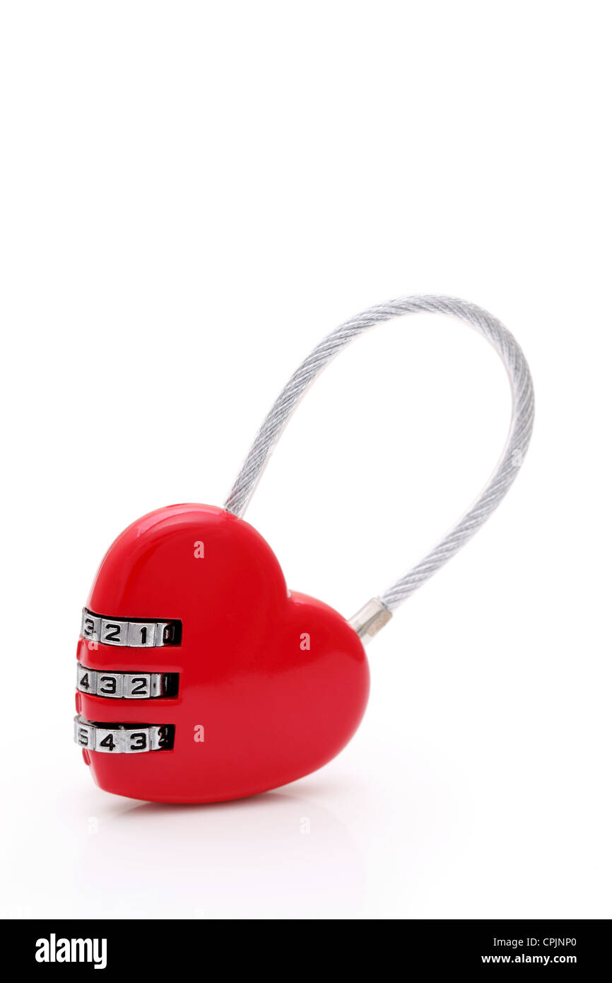 Padlock on white background, heart-shape Stock Photo - Alamy