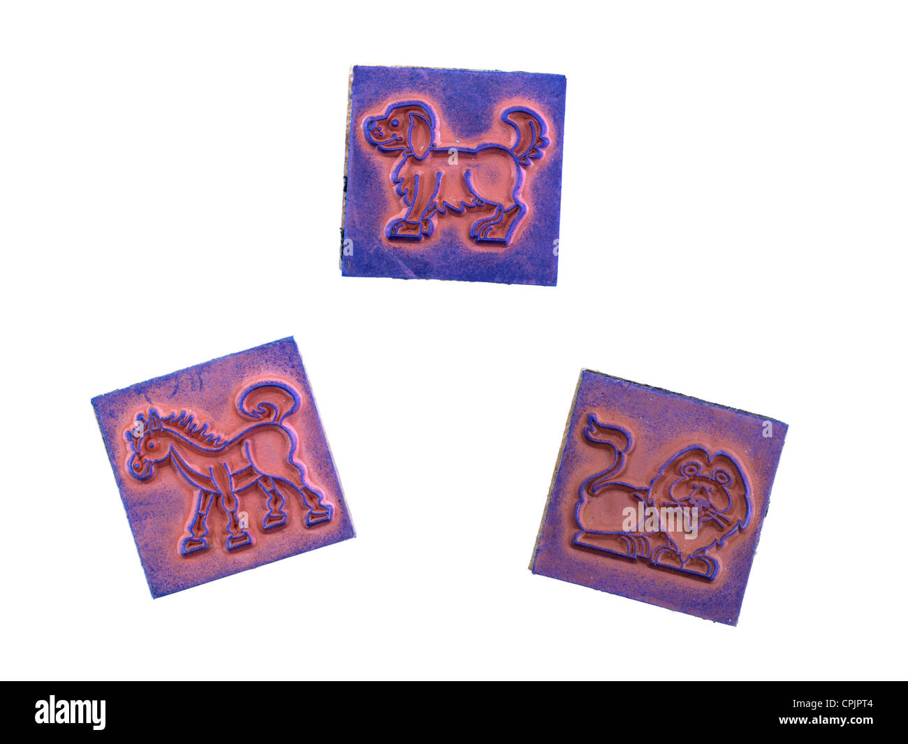 Print stamps isolated against a white background Stock Photo - Alamy