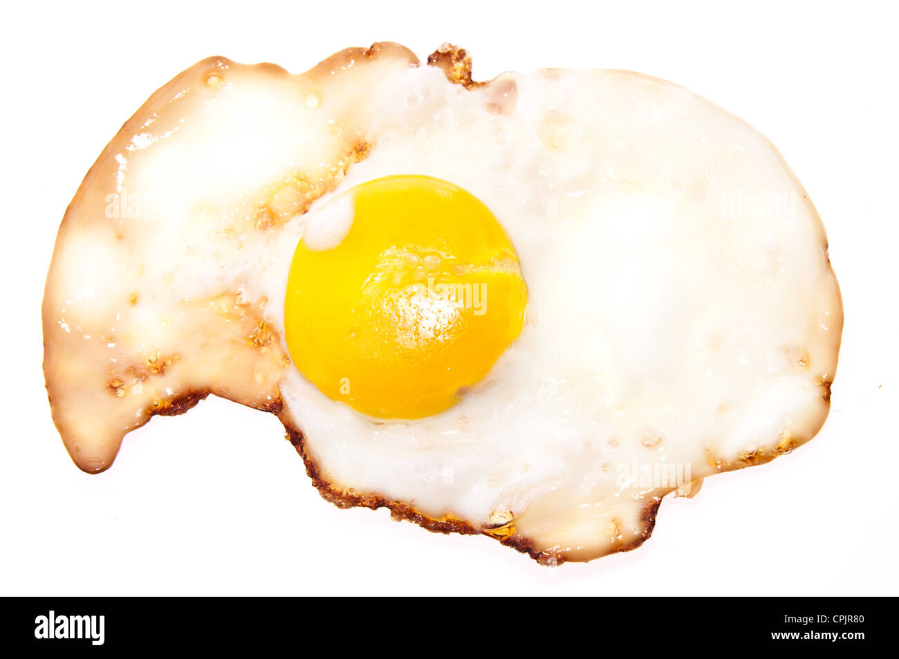 Fried egg (top view) isolated on white background Stock Photo - Alamy