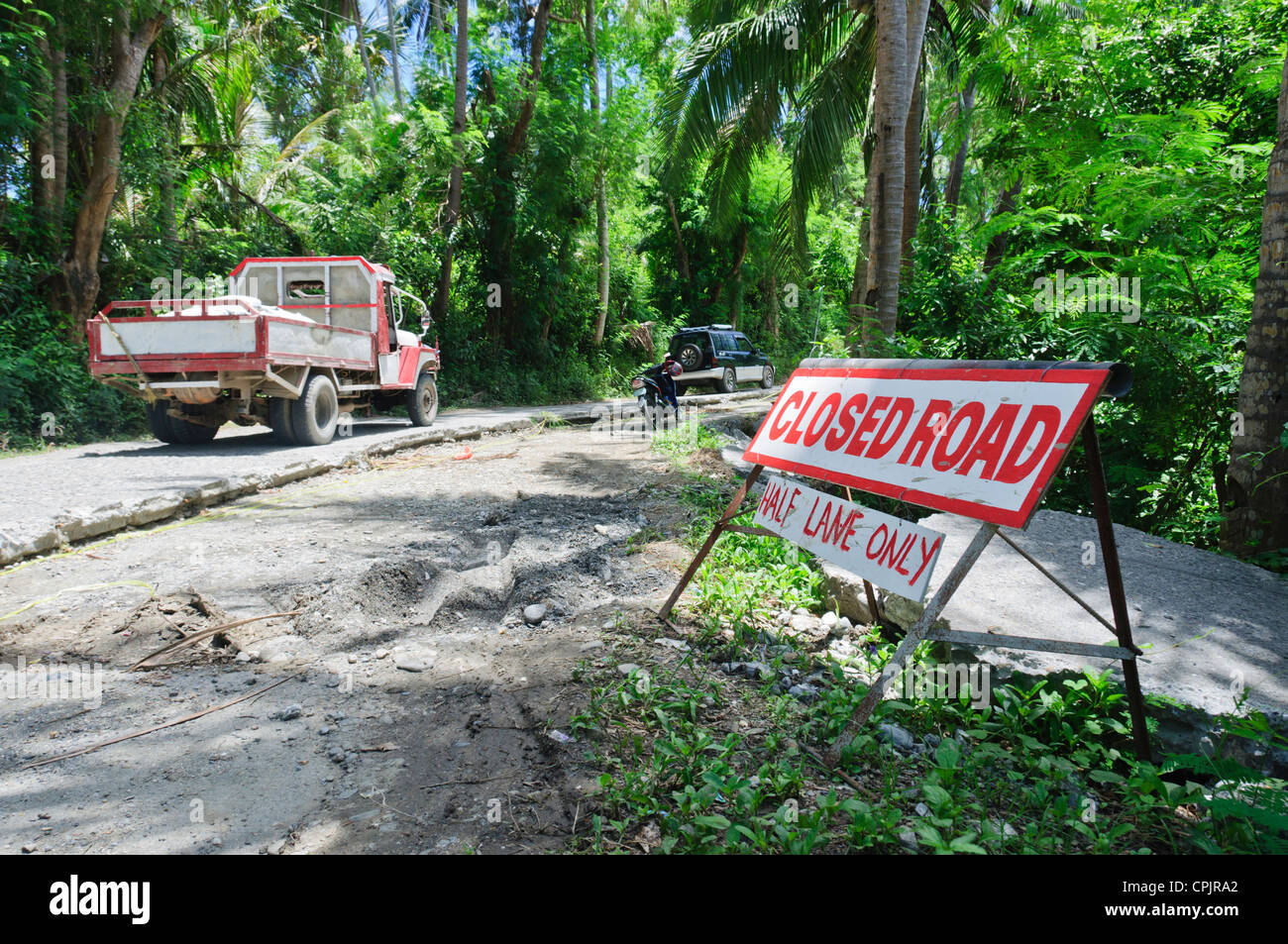 [Closed Road Sign] Road Works Construction Site in Jungle - Sabang ...