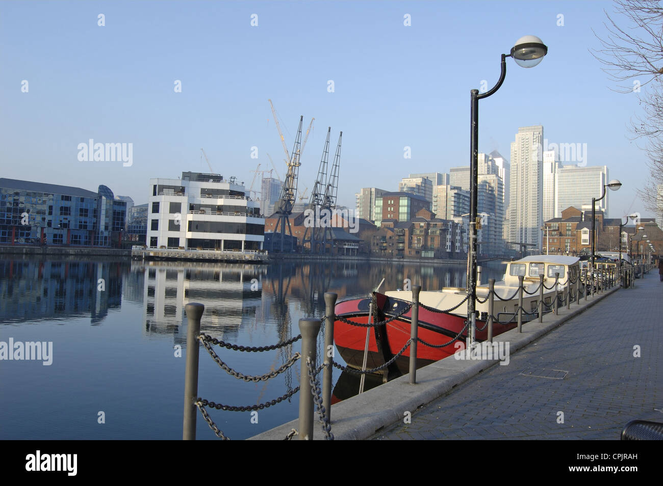 Millwall Dock and Canary Wharf Skyline, London, England Stock Photo - Alamy