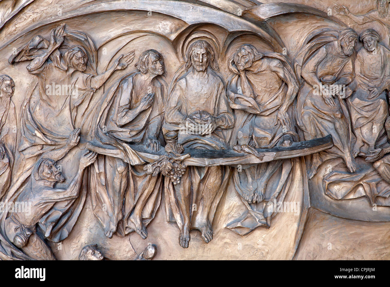 Rome - Last supper of Christ - detail from modern gate of basilica ...