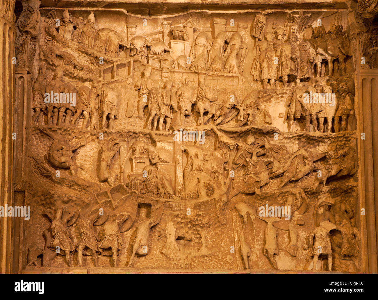 Rome - relief from Septimus Severus triumph arch at night Stock Photo ...