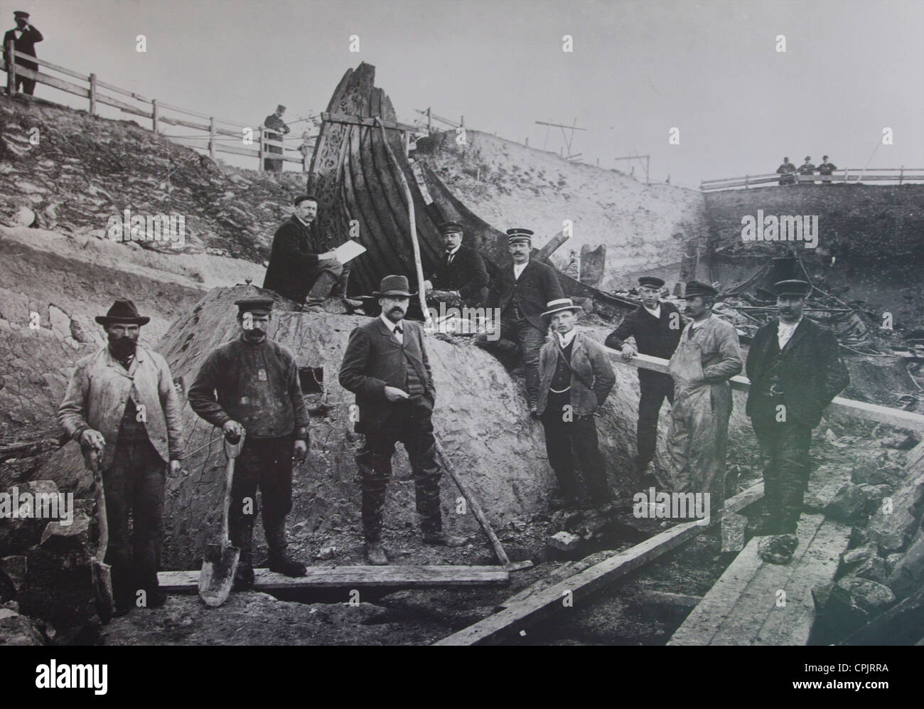 Oseberg excavation, 1904, vintage photograph from Viking Ship Museum ...