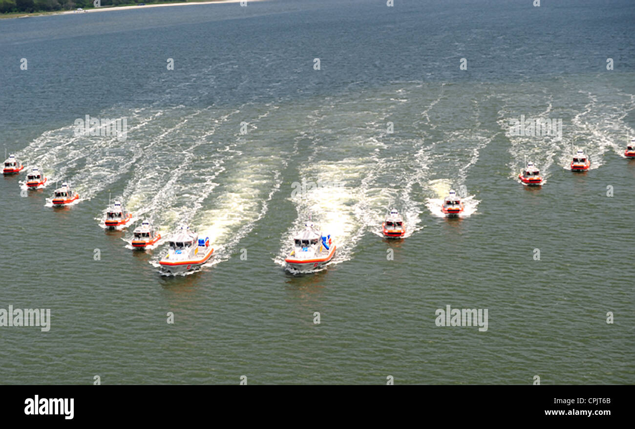 US Coast Guard rapid response boats patrol in formation on the St. John ...