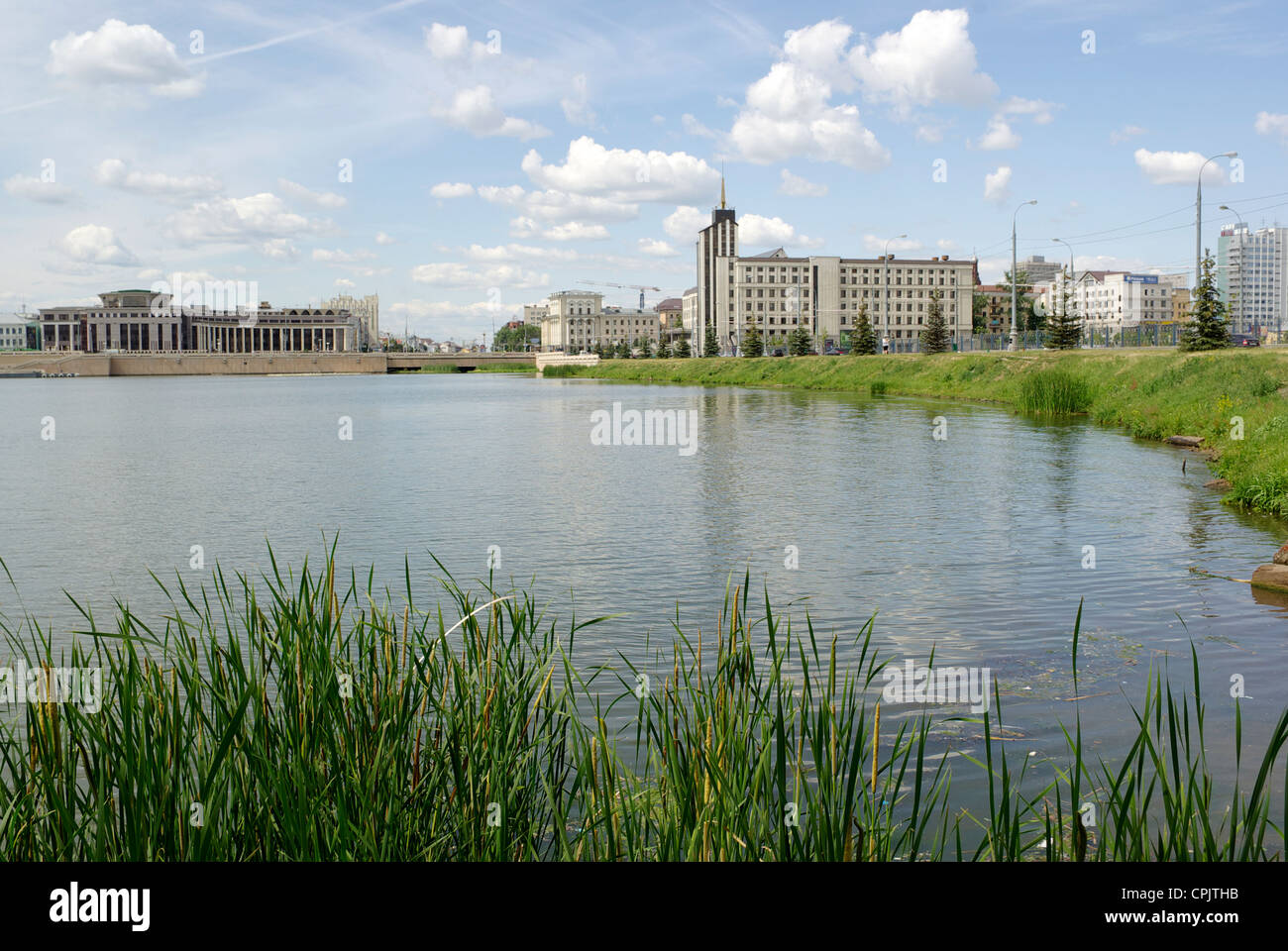“Kaban” lake. Street and house in Kazan city, Tatarstan, Russia Stock ...