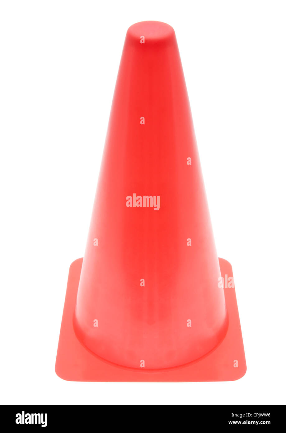Red traffic cone on white background Stock Photo - Alamy