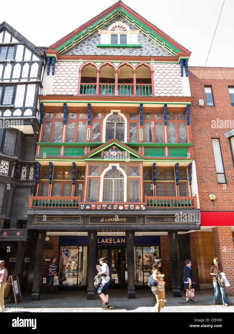 Tudor decorated building in Exeter High Street, Devon, England Stock ...
