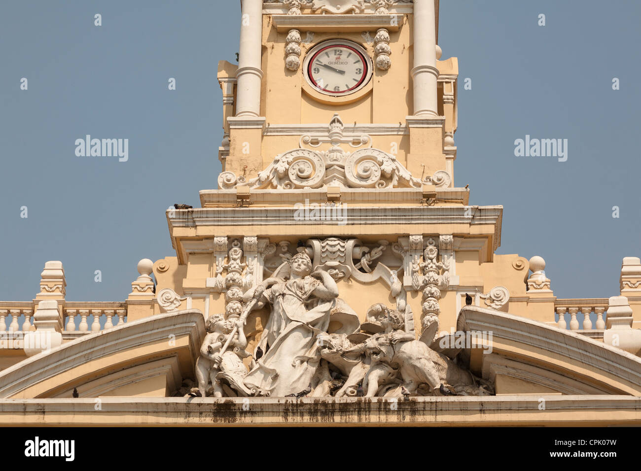 Clock tower on People’s Committee Building, formerly Hotel de Ville, Ho ...