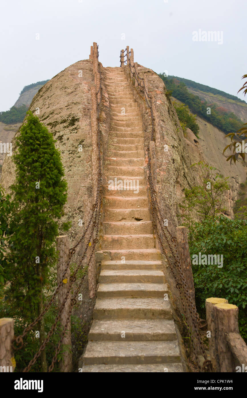 Stepped pathway in the mountain, Ziyuan National Geo Park, Guangxi ...