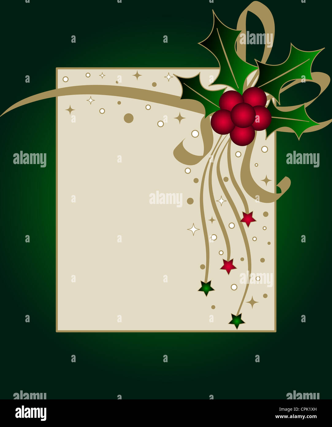 Christmas holly with ribbon Stock Photo - Alamy