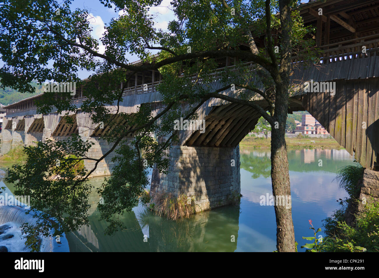 Wanan Bridge, traditional wood covered bridge (China's longest such ...