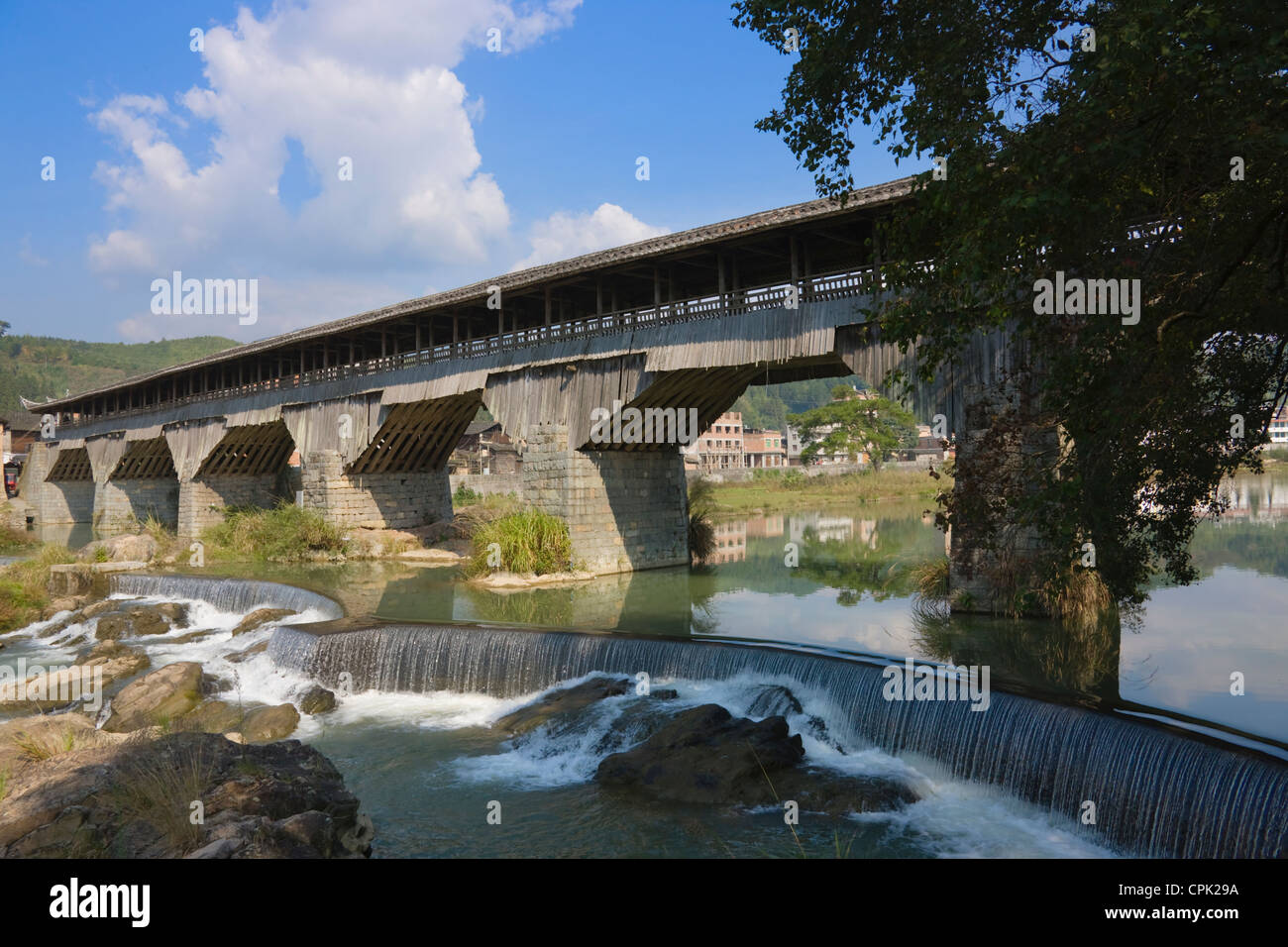Wanan Bridge, traditional wood covered bridge (China's longest such ...