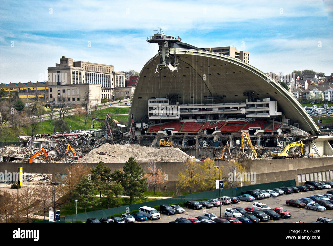 The Mellon Arena, seen in a state of partial deconstruction, Pittsburgh ...
