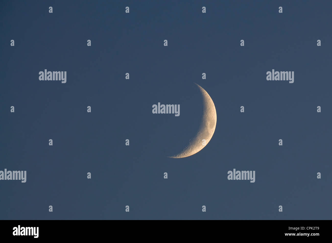 Crescent Moon taken in late May 2012 after a very hot day Stock Photo ...