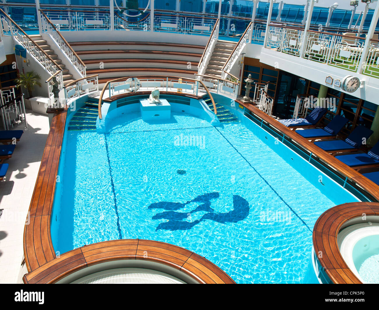 sviming pool on the luxury cruise boat Stock Photo - Alamy