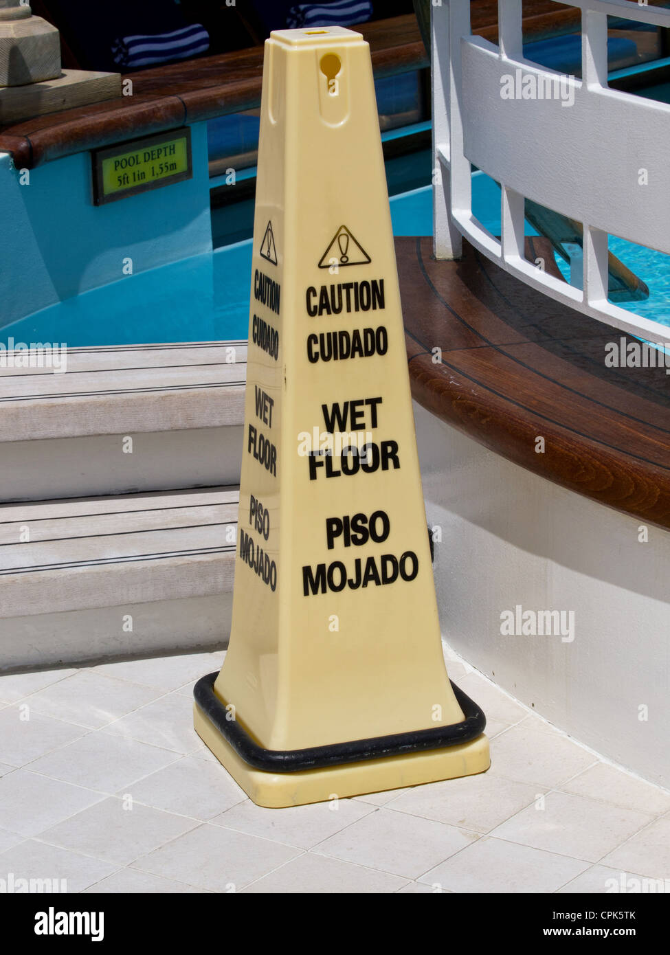 wet floor sign on the board of the cruise ship Stock Photo - Alamy