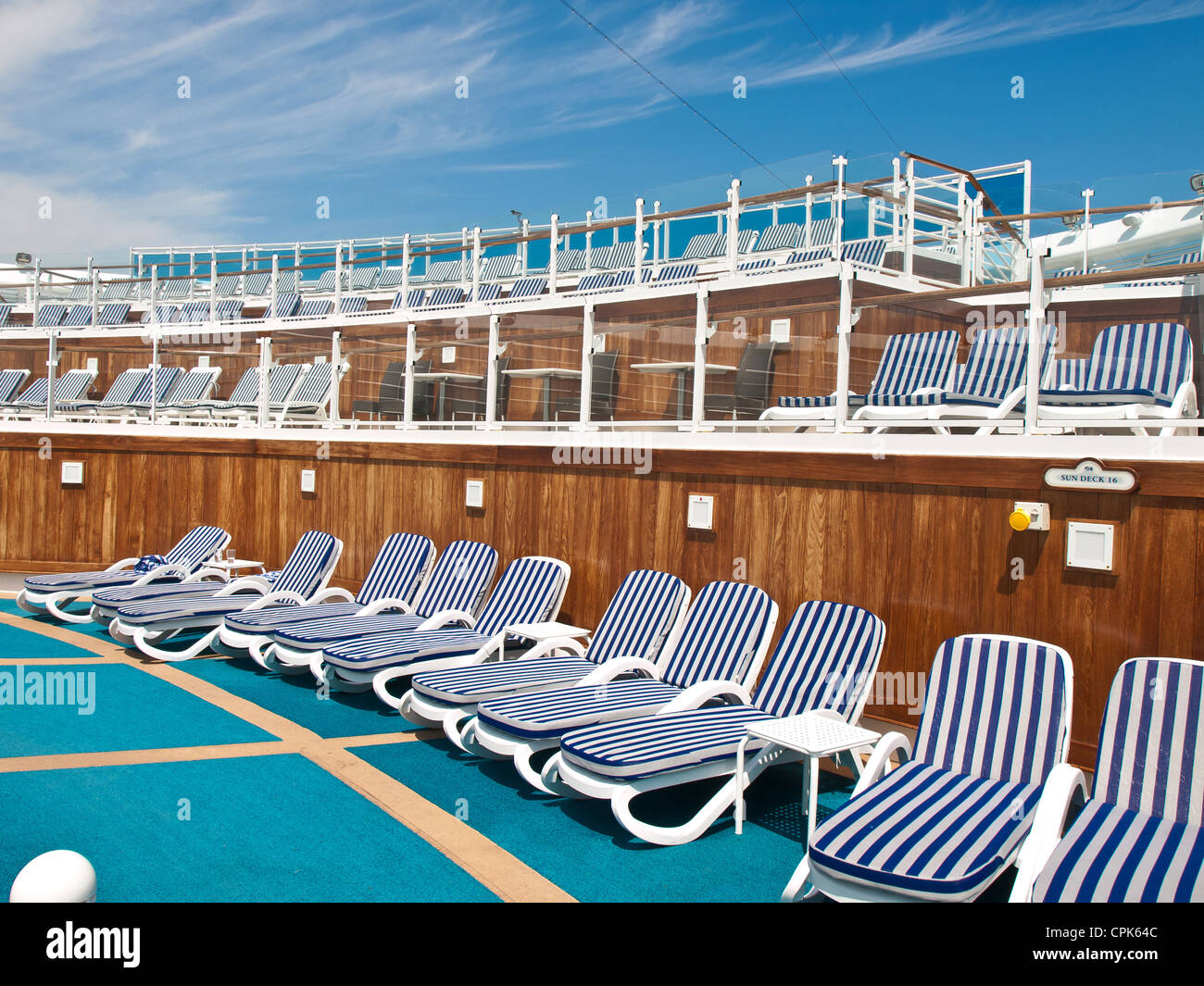chairs on the deck of the cruise ship Stock Photo - Alamy