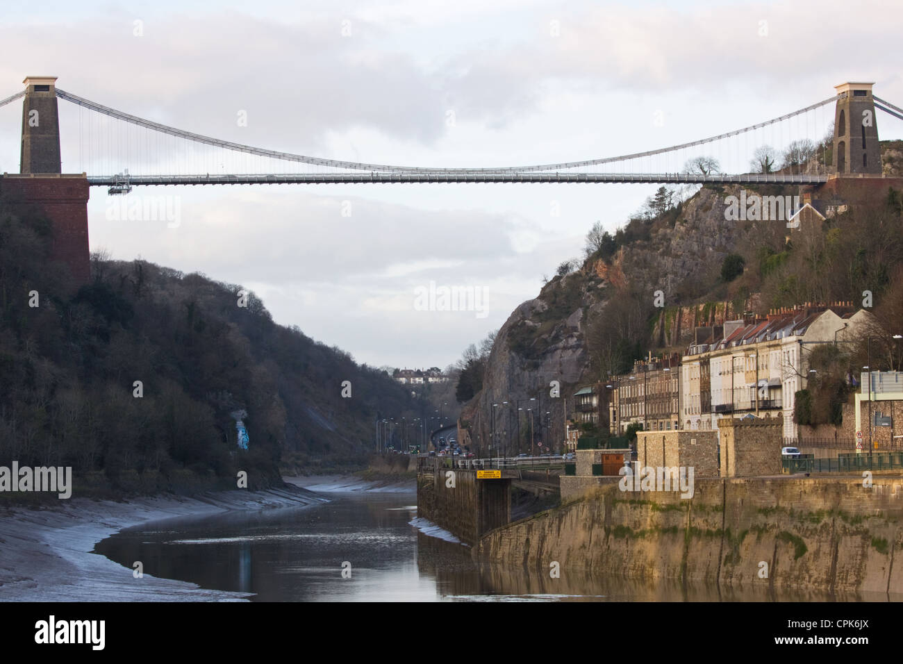 Brunel's landmark Clifton suspension bridge over the Avon Gorge at low ...