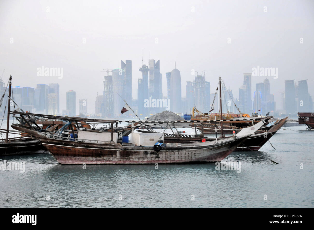 The Corniche waterfront promenade in Doha, Qatar, with expansive views ...