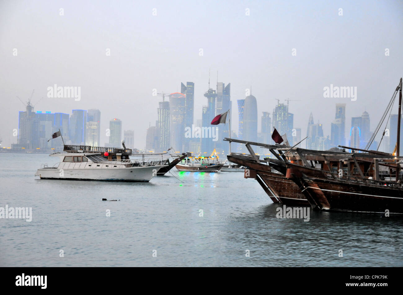 The Corniche waterfront promenade in Doha, Qatar, with expansive views ...