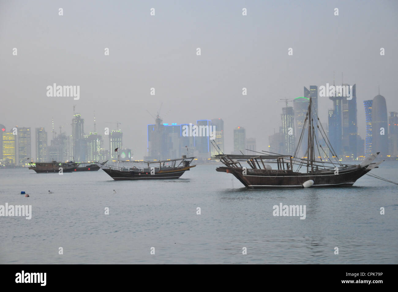 The Corniche waterfront promenade in Doha, Qatar, with expansive views ...