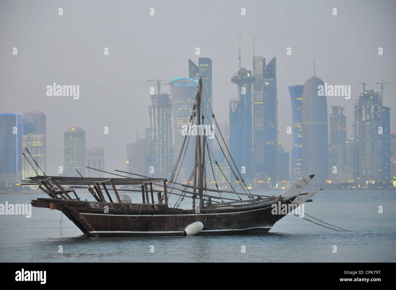 The Corniche waterfront promenade in Doha, Qatar, with expansive views ...