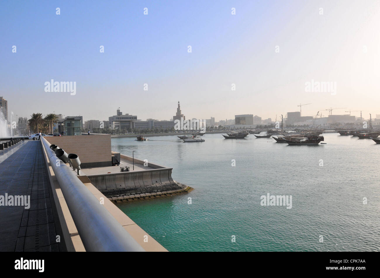 The Corniche waterfront promenade in Doha, Qatar, with expansive views ...