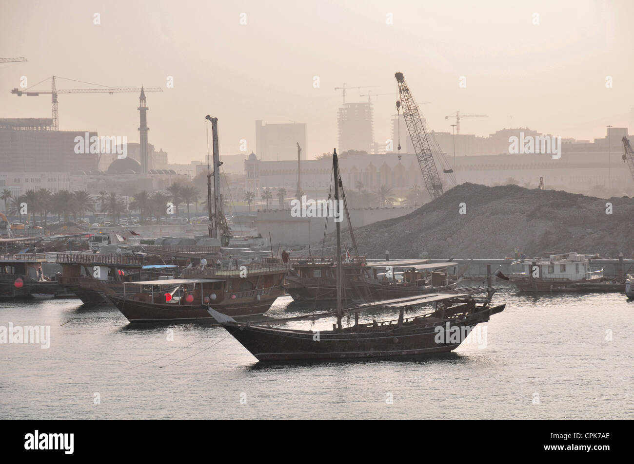 The Corniche waterfront promenade in Doha, Qatar, with expansive views ...