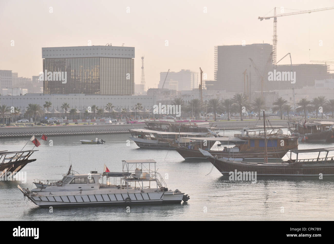 The Corniche waterfront promenade in Doha, Qatar, with expansive views ...