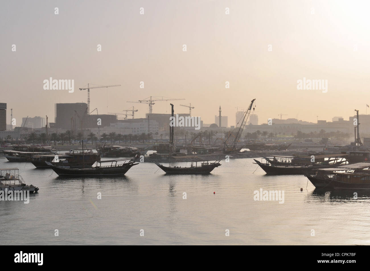 The Corniche waterfront promenade in Doha, Qatar, with expansive views ...