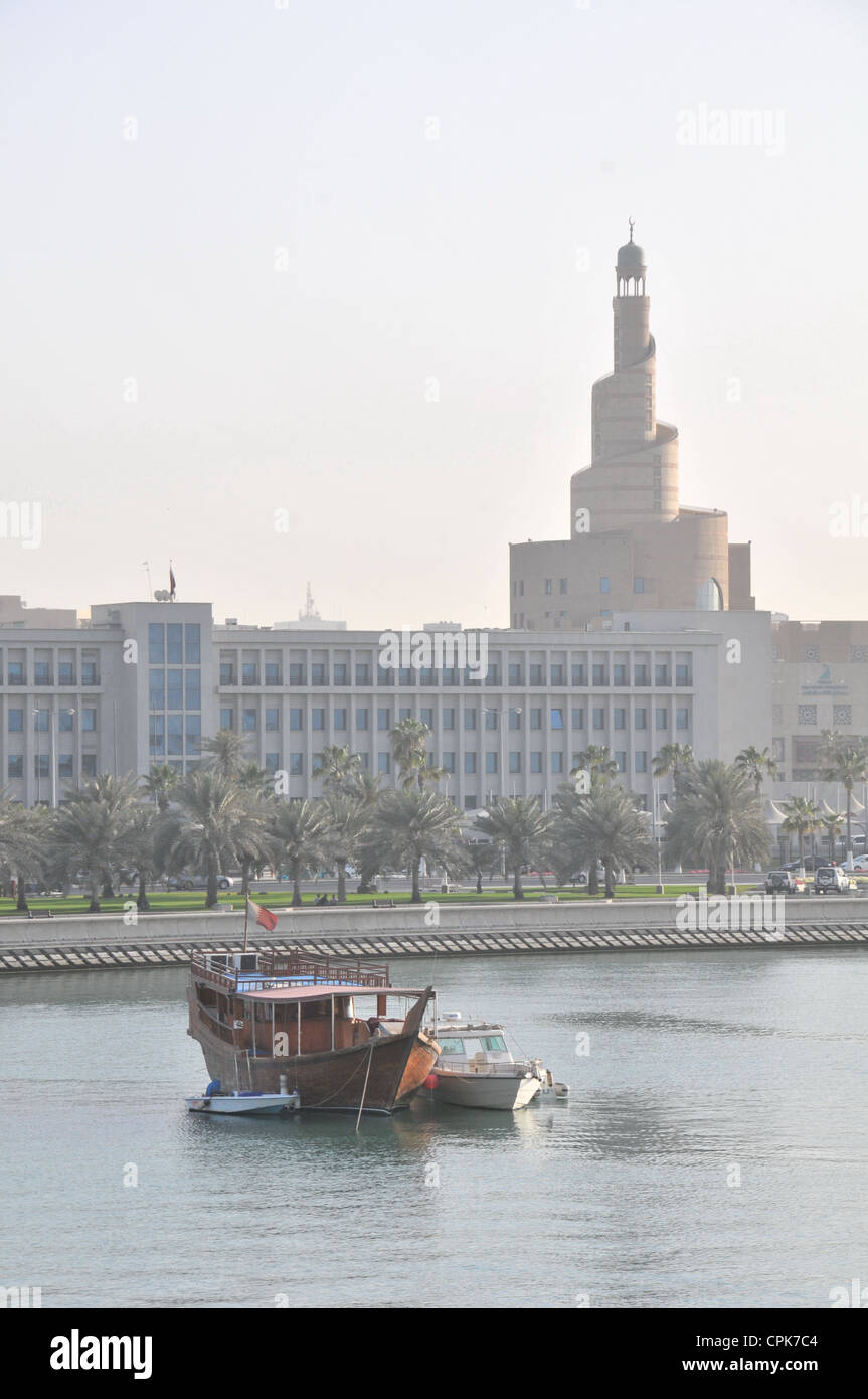 The Corniche waterfront promenade in Doha, Qatar, with expansive views ...
