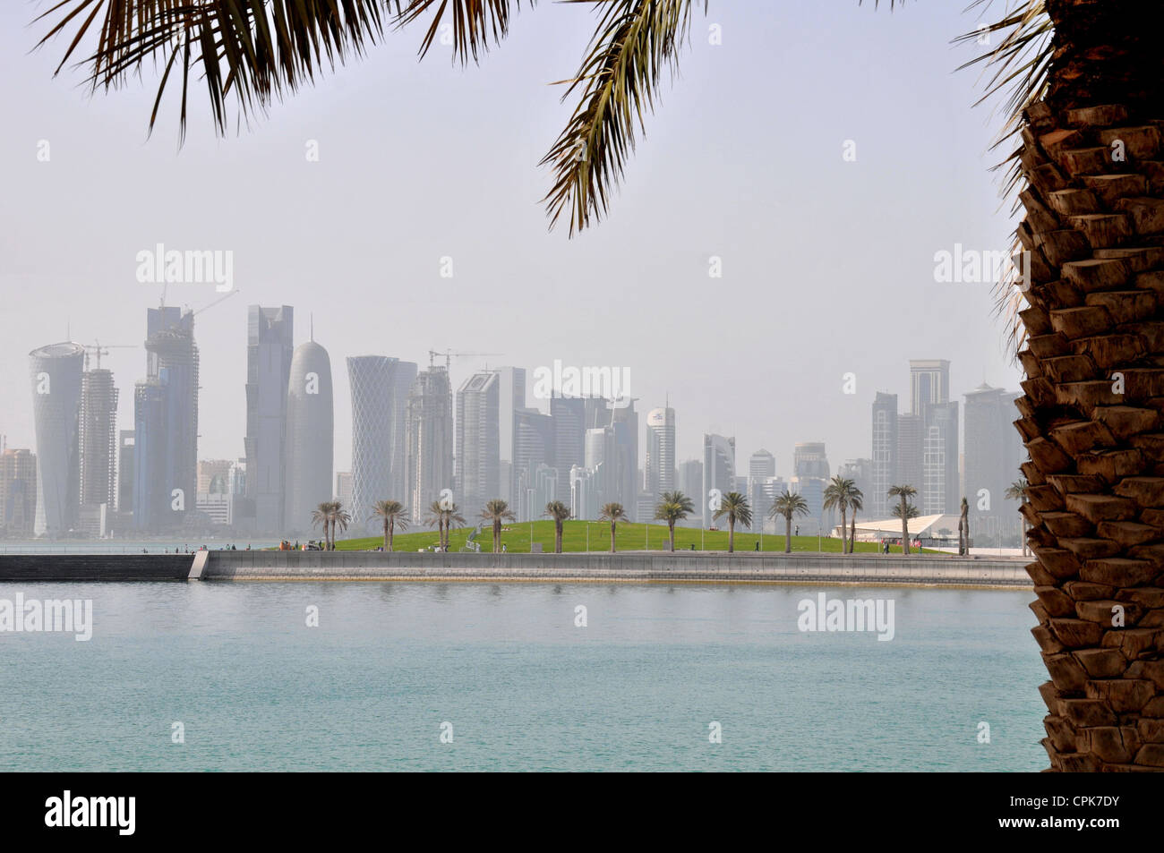 The Corniche waterfront promenade in Doha, Qatar, with expansive views ...