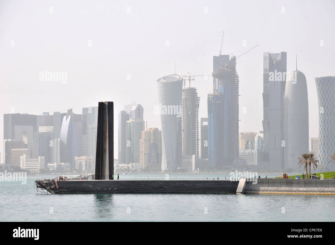 The Corniche waterfront promenade in Doha, Qatar, with expansive views ...