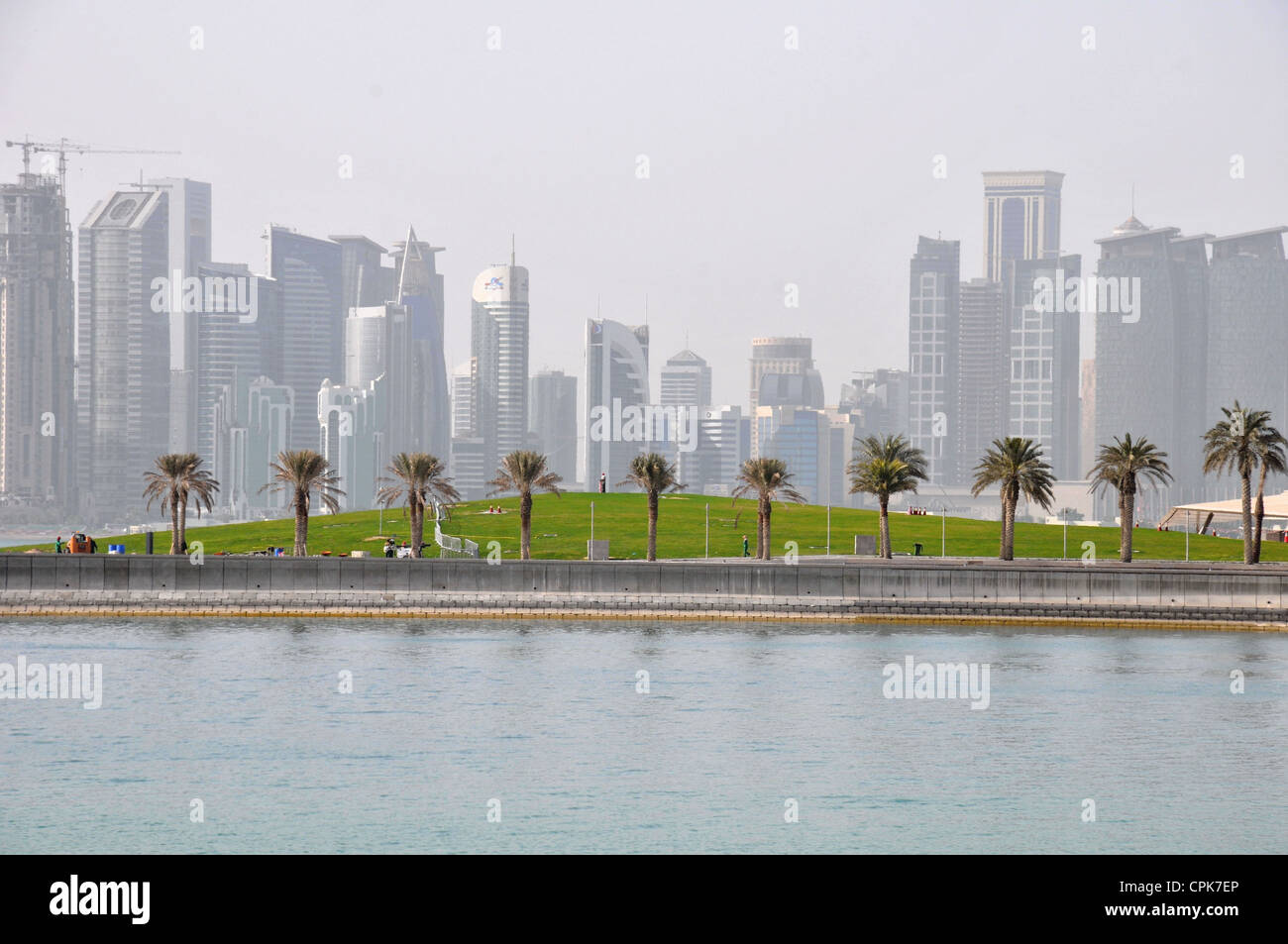 The Corniche waterfront promenade in Doha, Qatar, with expansive views ...