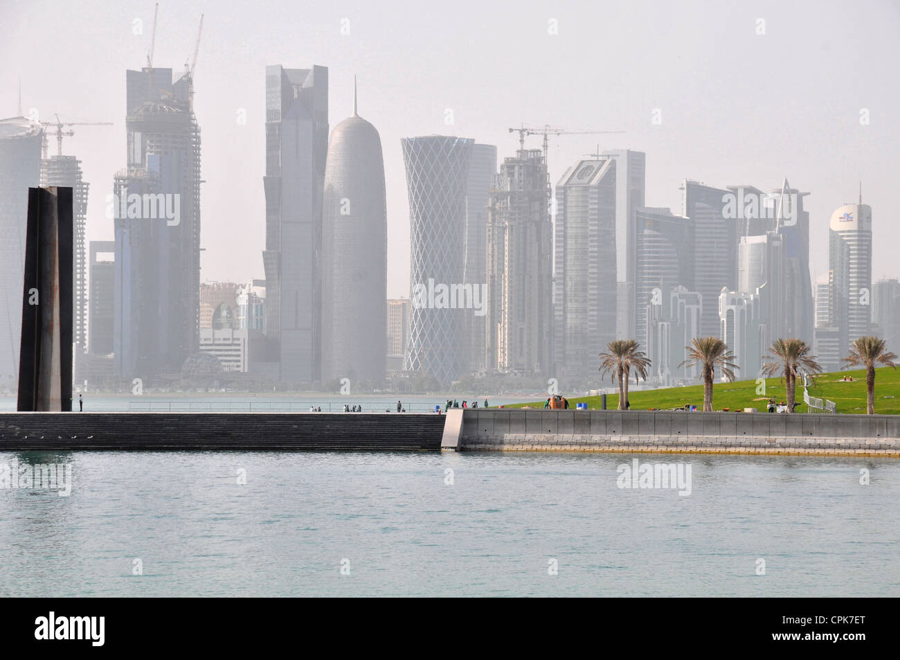 The Corniche waterfront promenade in Doha, Qatar, with expansive views ...