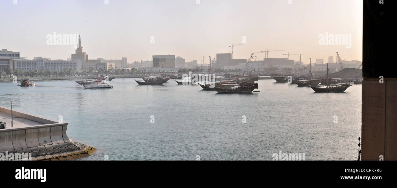 The Corniche waterfront promenade in Doha, Qatar, with expansive views ...
