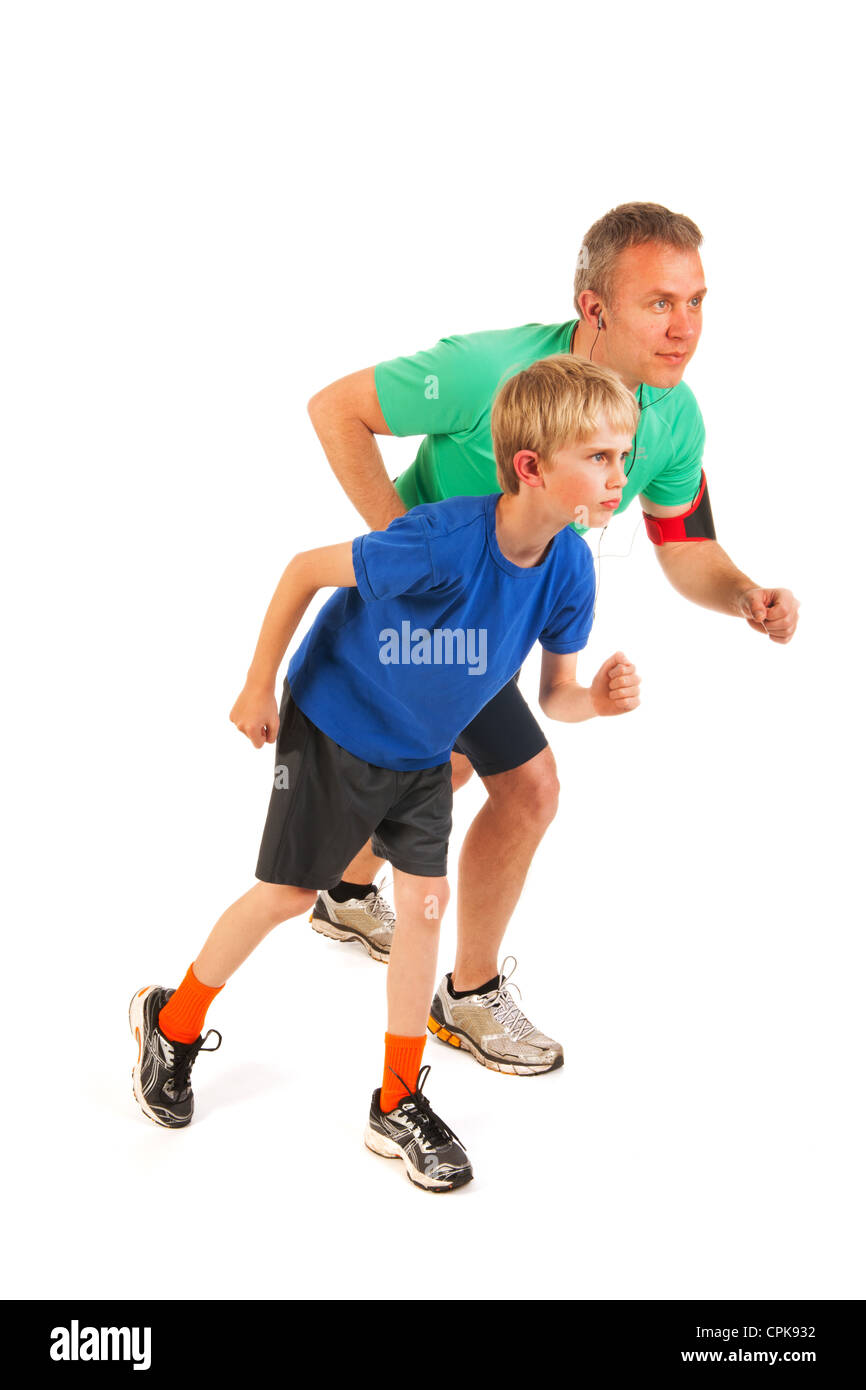 Father and son running Cut Out Stock Images & Pictures - Alamy