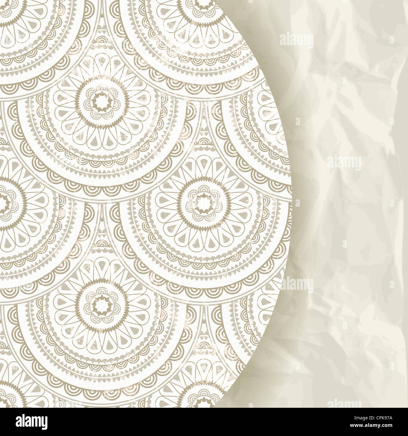 vector retro background, eastern pattern and crumpled paper texture ...