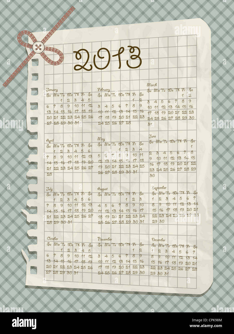 vector 2013 scrapbook calendar, crumpled paper texture Stock Photo - Alamy
